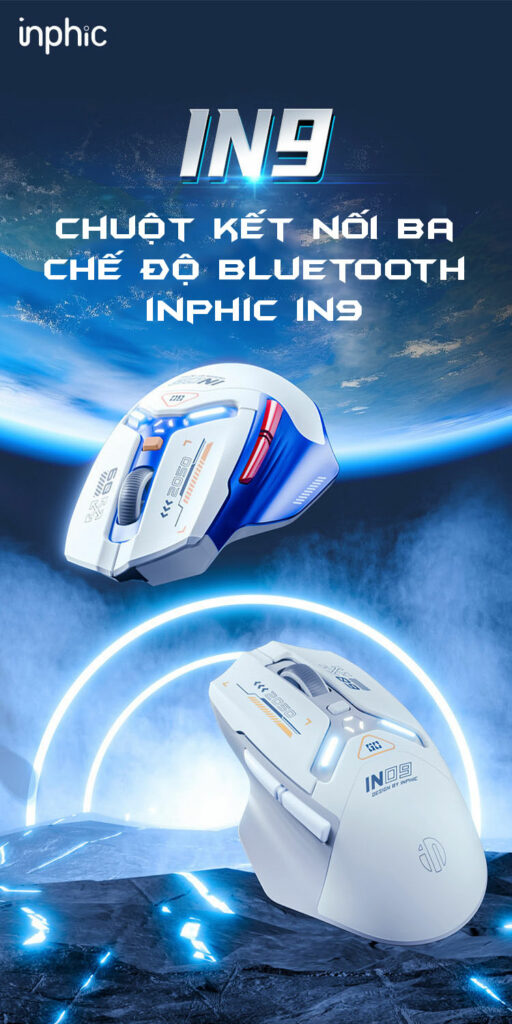 Chuột Gaming INPHIC IN09 PRO màu đen Paw3395 Bluetooth không dây 3 chế ...