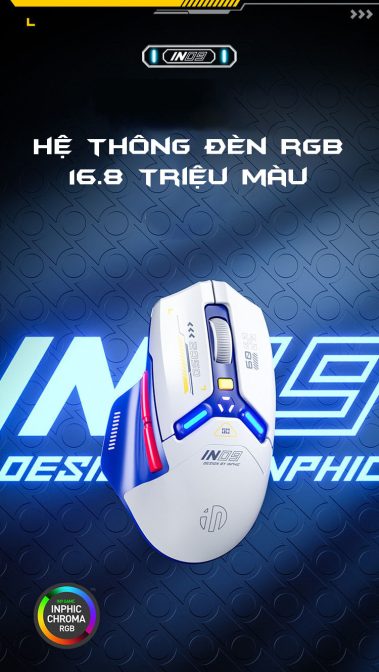 Chuột Gaming INPHIC IN09 PRO màu đen Paw3395 Bluetooth không dây 3 chế ...