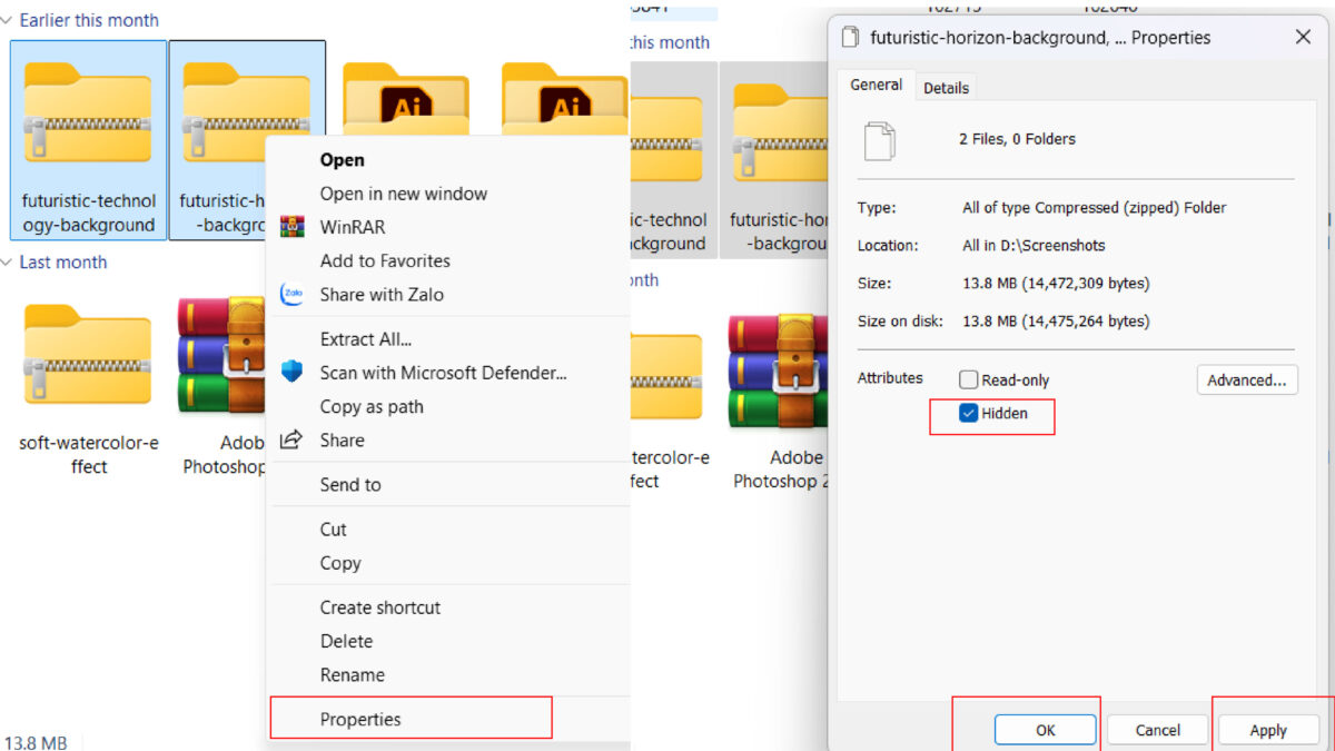 Hướng dẫn ẩn File và Folder cực nhanh chỉ trong vài giây trên máy tính ...