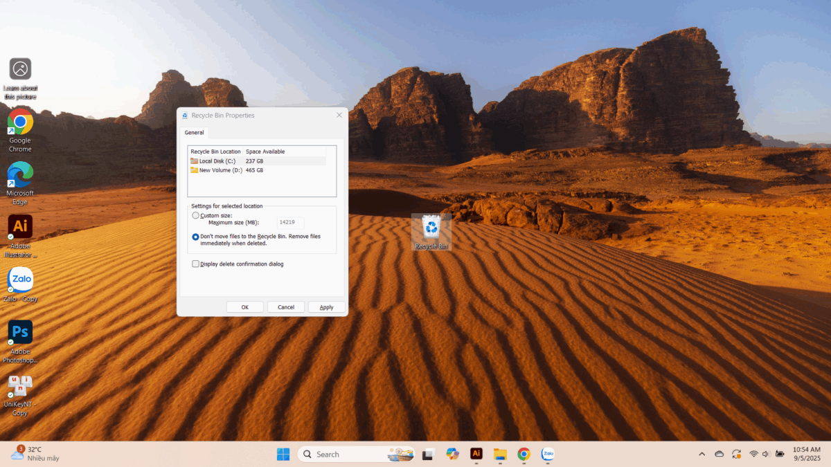 Cách thay đổi cài đặt Thùng rác "Recycle Bin" trong Windows 11 và ...