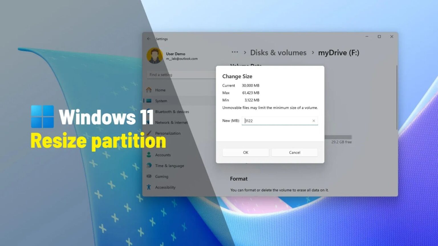 Hướng dẫn cách thay đổi kích thước phân vùng trên Windows 11 ⋆ COHOTECH.VN